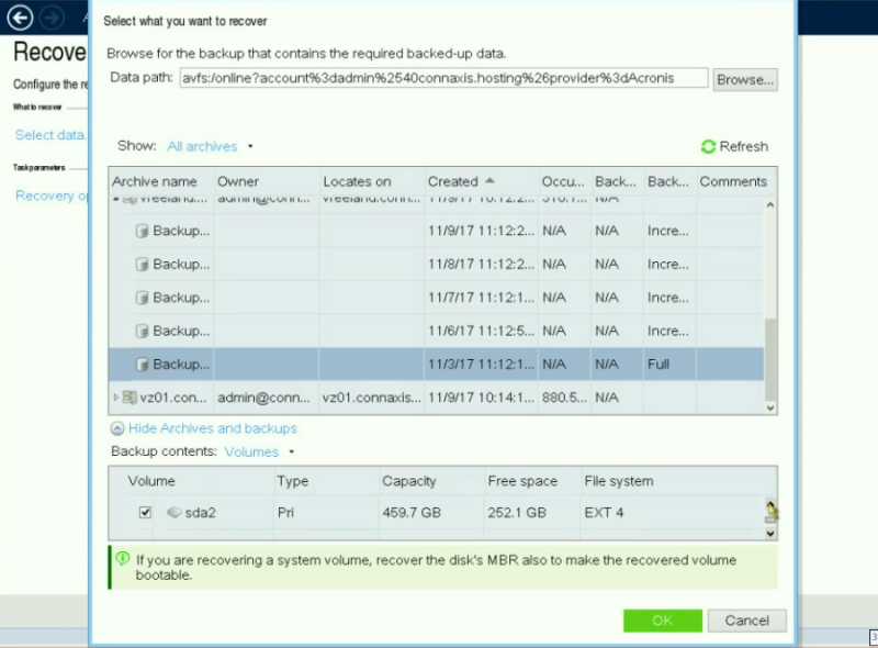 Restore Acronis Backup to Vmware vCloud - Xieles Support