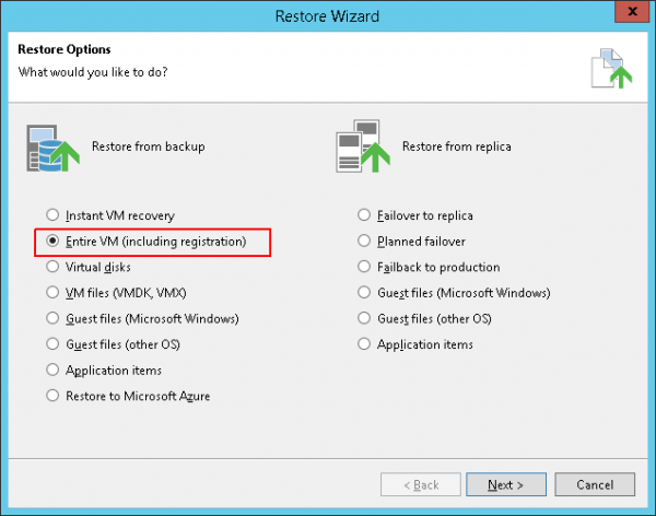 VMware restore with Veeam Backup and Replication - Xieles Support