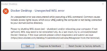 Docker Desktop - Unexpected WSL error - Xieles Support